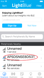 スマートフォンアプリLightBlueを使用したADBLE01Pの操作方法 | アップサイド株式会社